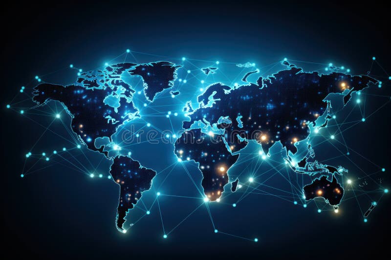 World Map and Global Connection Wallpaper Stock Image - Image of design ...