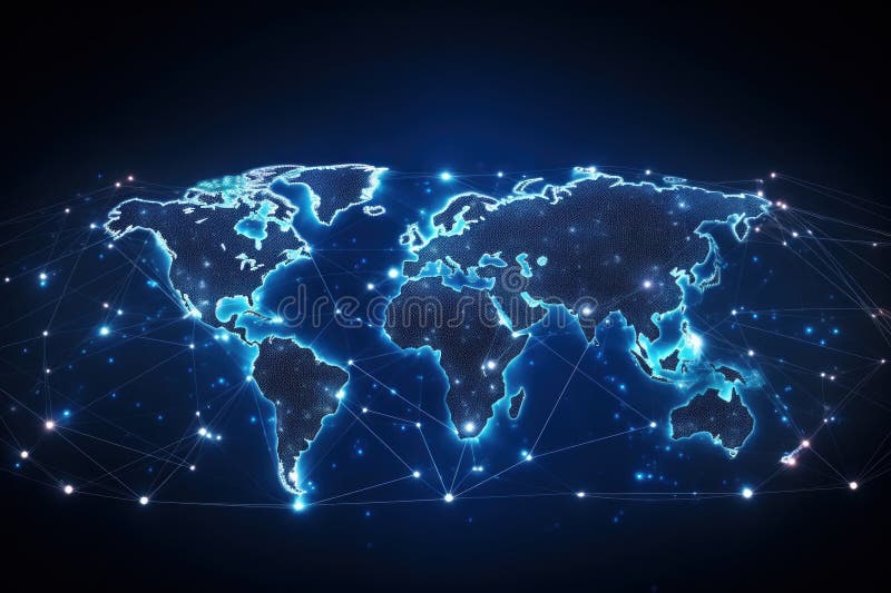 World Map and Global Connection Wallpaper Stock Image - Image of world ...