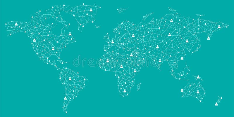 World Map - Global Human Business Connection Stock Illustration ...