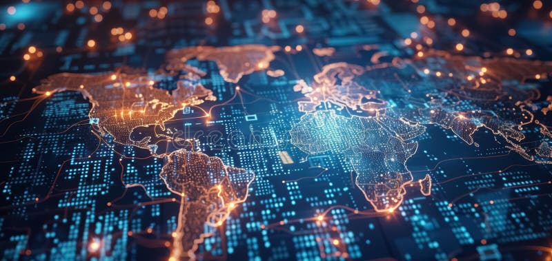 World Map. Global Network and Connectivity, Data Transfer and ...