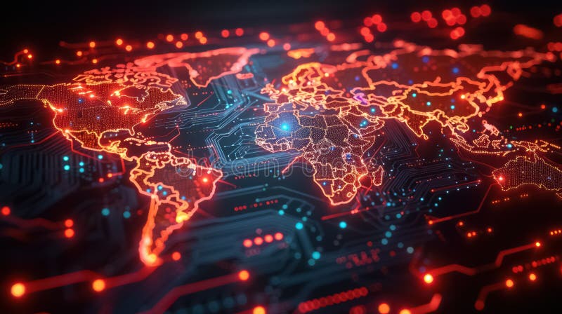 World Map. Global Network and Connectivity, Data Transfer and ...