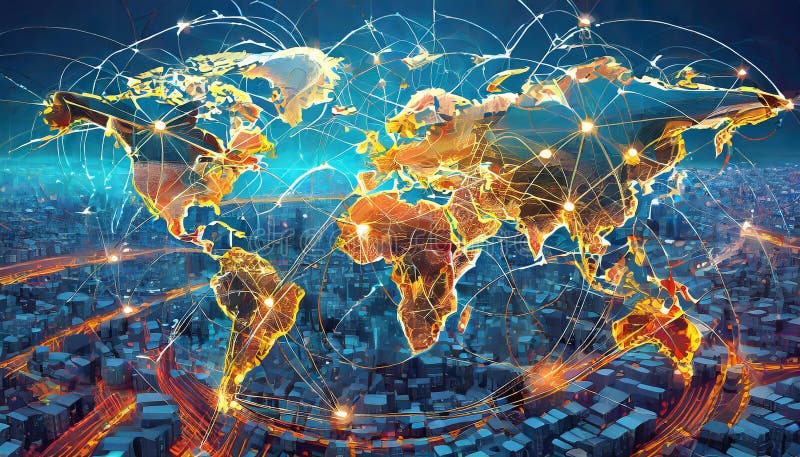 The World Map with the Global System of International Supply Chains ...