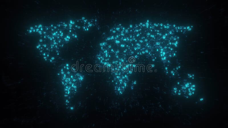 World Map Global Technology of Internet of Things Stock Illustration ...
