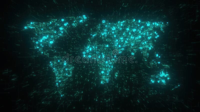 World Map Global Technology of Internet of Things Stock Illustration ...