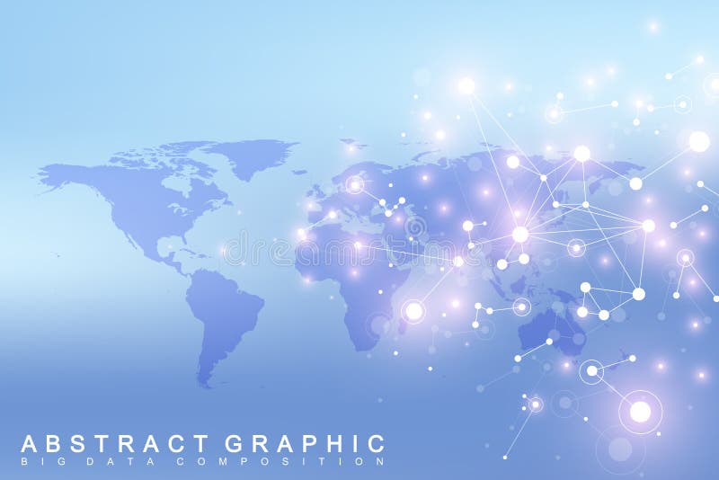 World Map with Global Technology Networking Concept. Digital Data ...