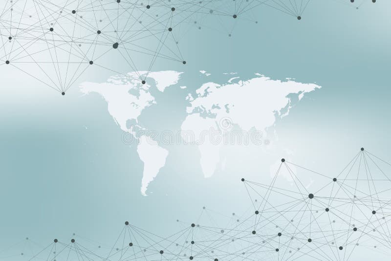 World Map Global Technology Networking Concept. Digital Data ...
