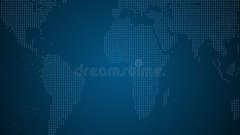 World Map of Global Technology and Telecommunication Network in Blue ...