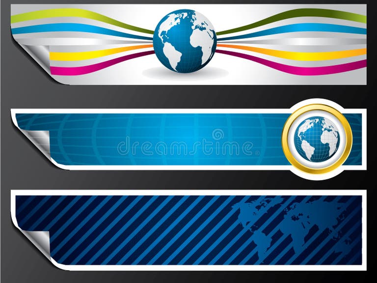 World Map and Globe Banners Stock Vector - Illustration of design ...