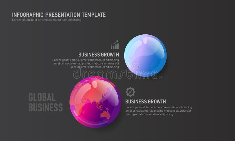 World Map Globe Business Infographic Presentation Vector Illustration ...
