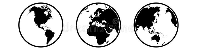 World map globe icon set stock vector. Illustration of design - 240457993