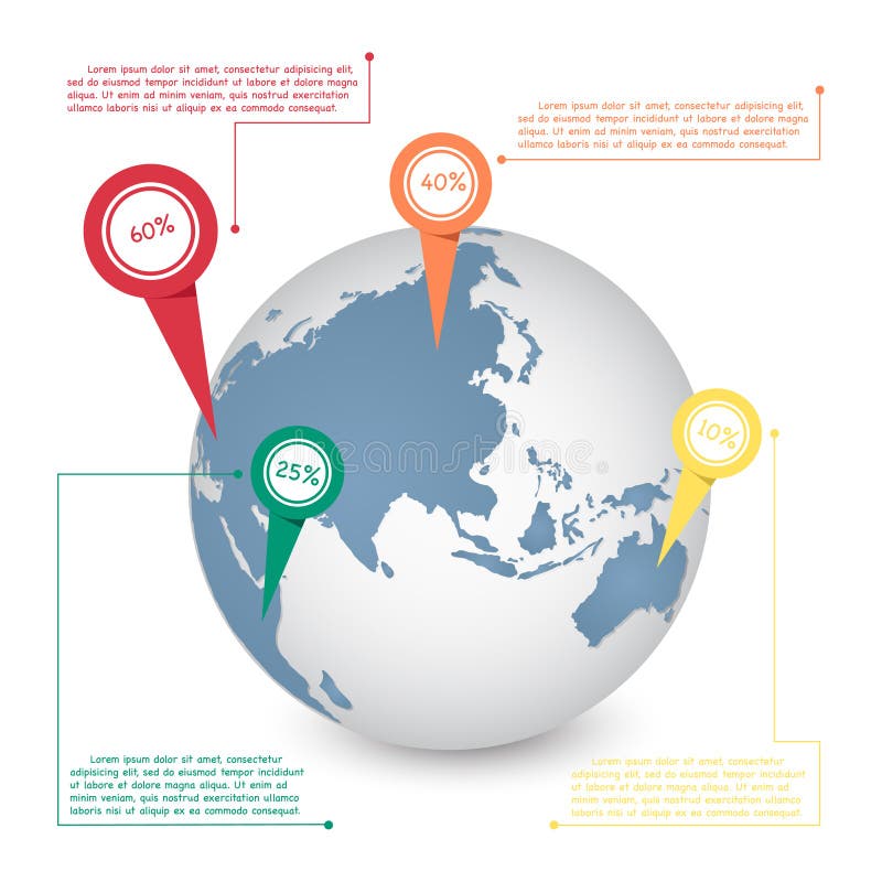 World Map Globe Info Graphic for Communication Concept. Stock Vector ...