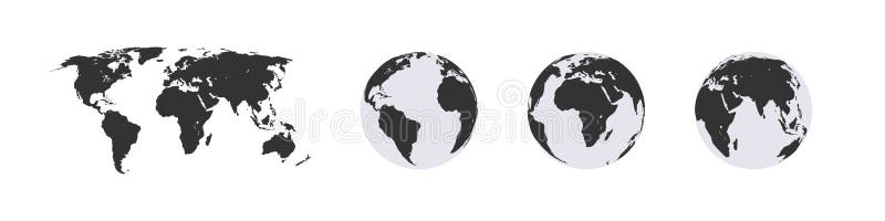 World Map and Globes. Globes of Earth Stock Vector - Illustration of ...