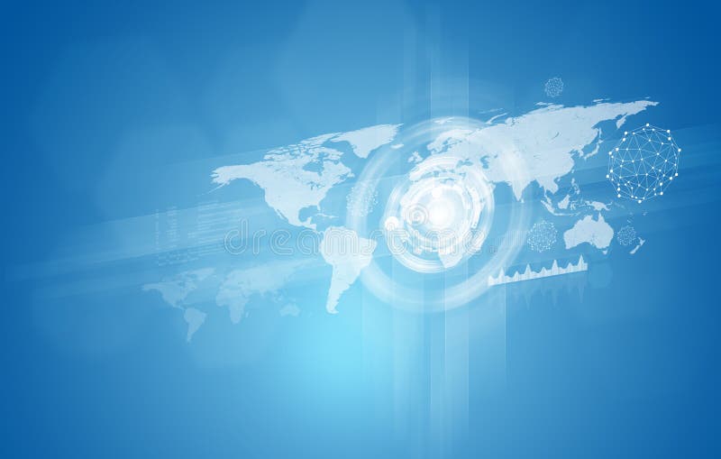 World Map with Glow Circles, Graphs and Network Stock Image - Image of ...