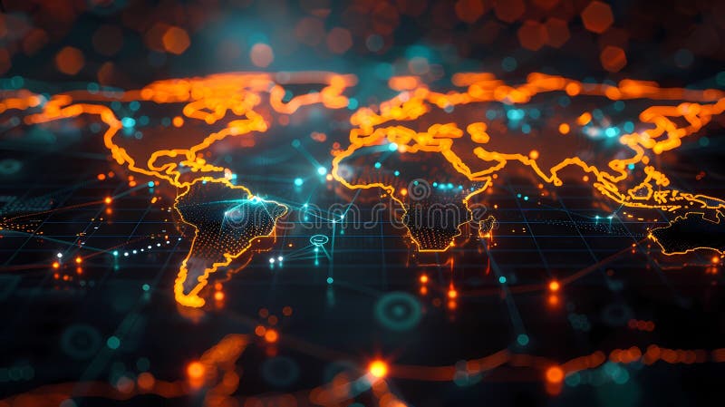 A World Map with Glowing Connections between Different Countries Stock ...