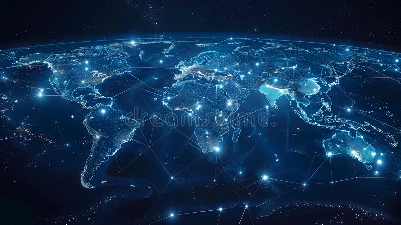 A World Map with Glowing Connections between Different Countries Stock ...