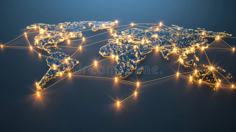 A World Map with Glowing Connections between Different Countries Stock ...