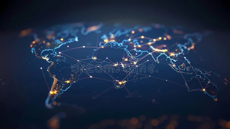 A World Map with Glowing Connections between Different Countries Stock ...