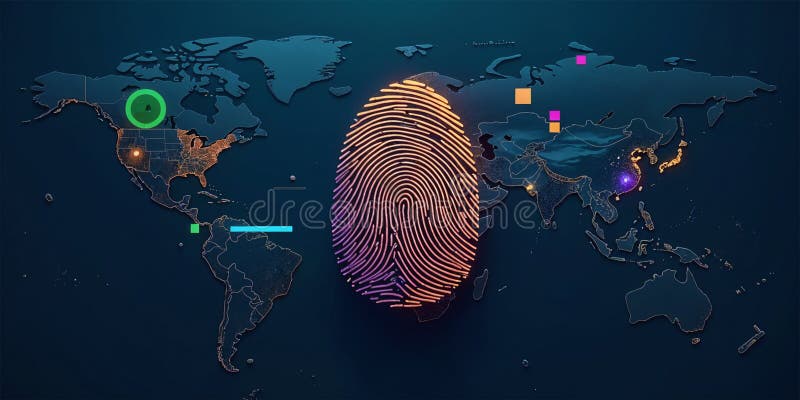 Global Cybersecurity: a Fingerprint on the World Map Image is Generated ...