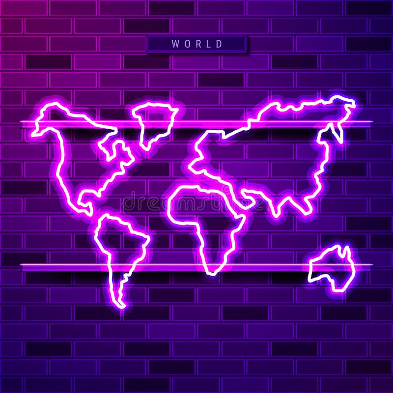 World Map Glowing Purple Neon Lamp Sign Stock Vector - Illustration of ... World Map Glowing Purple Neon Lamp Sign Stock Vector - Illustration of ...
