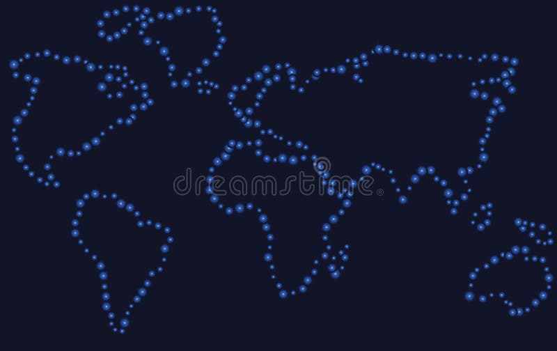 World Map of Glowing Stars. Stock Vector - Illustration of geography ...