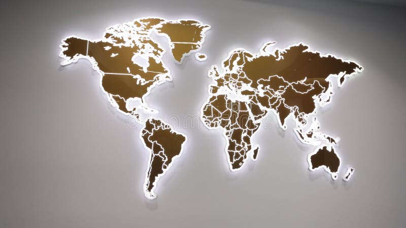 World Map, Glowing Wall, Artistic Map Stock Footage - Video of ...