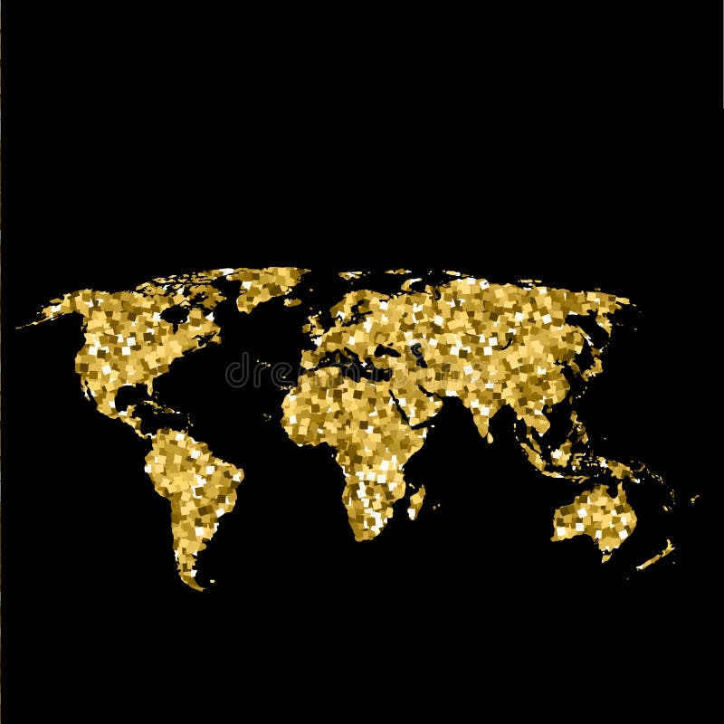 World Map of Gold Glittering Stars . Golden Modern Element for Info ...