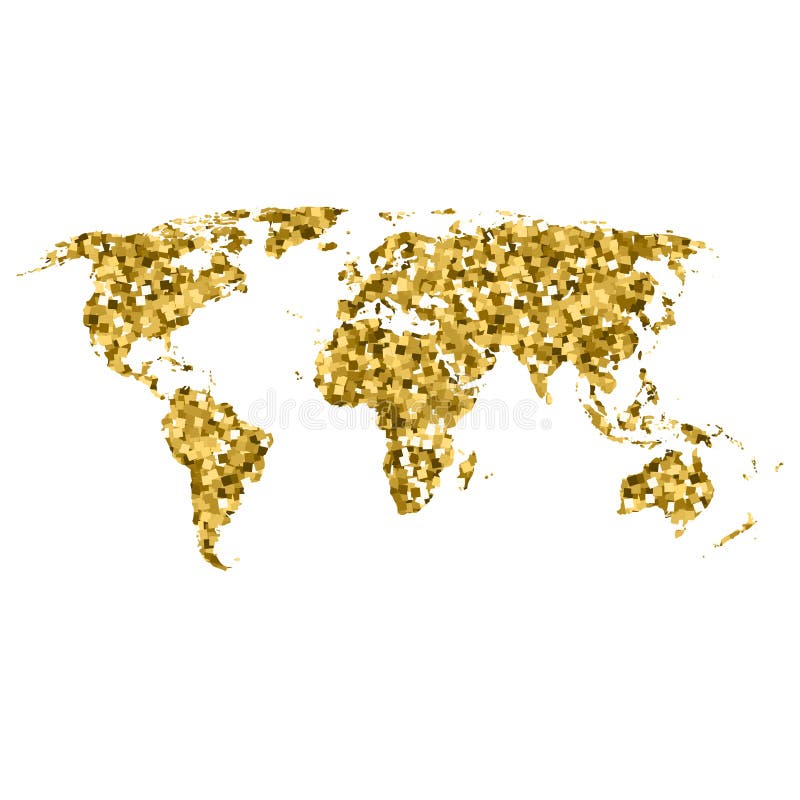 World Map of Gold Glittering Stars . Golden Modern Element for Info ...