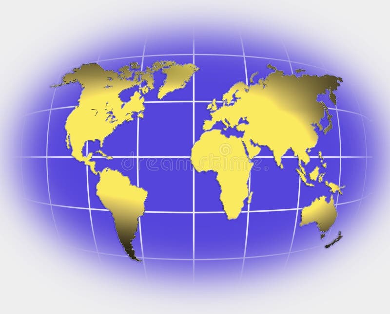 Gold world map stock illustration. Illustration of area - 55786158