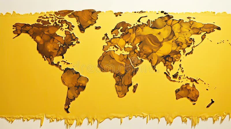 World Map Golden Oil Background. Generative AI Stock Illustration ...