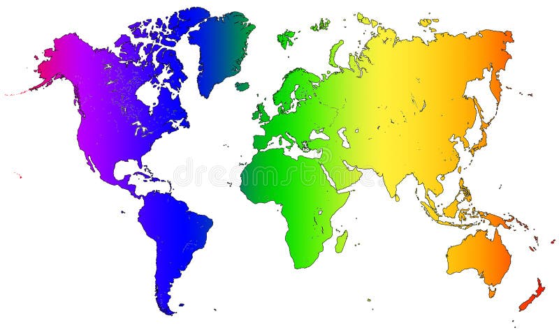 World Map Gradient Rainbow Black Outline Stock Illustration ...