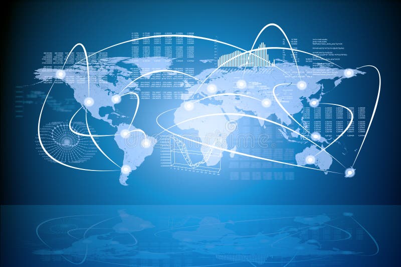 World map with graphs stock illustration. Illustration of connection ...