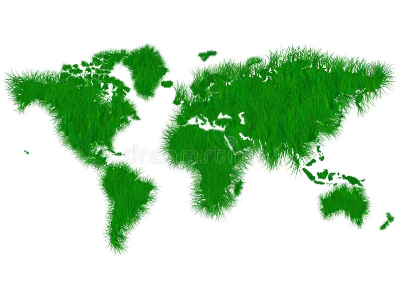 3d world map made of grass stock illustration. Illustration of grass ...