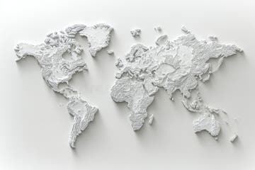 World Map of the World, in a Gray Color on a White Background, Vector ...