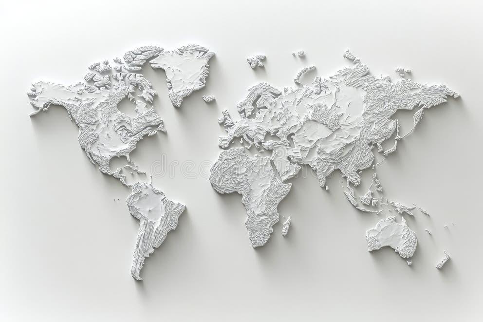 World Map of the World, in a Gray Color on a White Background, Vector ...