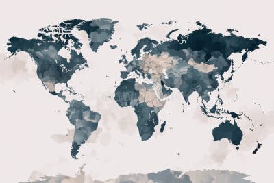 World Map of the World, in a Gray Color on a White Background, Vector ...