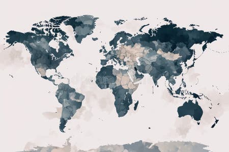 World Map of the World, in a Gray Color on a White Background, Vector ...