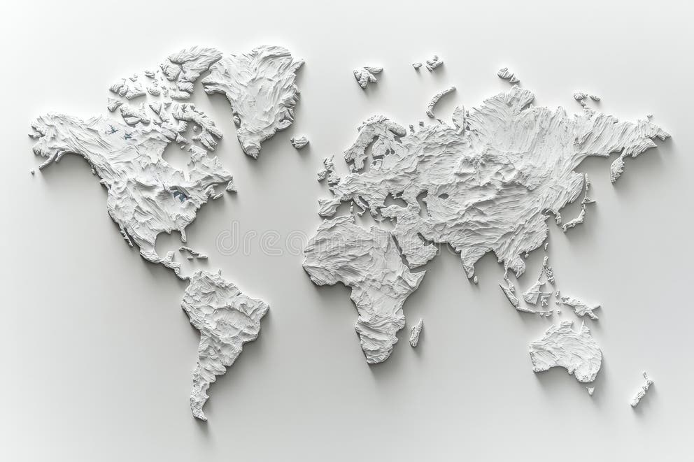 World Map of the World, in a Gray Color on a White Background, Vector ...