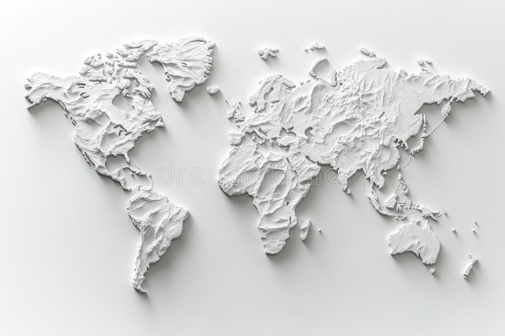 World Map of the World, in a Gray Color on a White Background, Vector ...