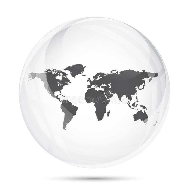 World Map in a Gray Glass Sphere Stock Illustration - Illustration of ...