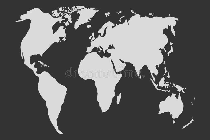 World Map in Gray, World Map Icon Stock Illustration - Illustration of ...