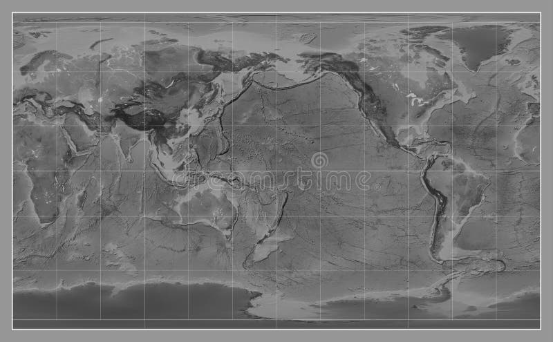 World Map. Grayscale. Compact Miller Projection. Meridian: 180 Stock ...