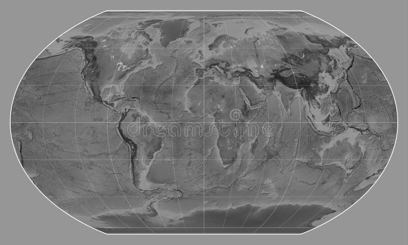 World Map. Grayscale. Kavrayskiy VII Projection. Meridian: 0 Stock ...