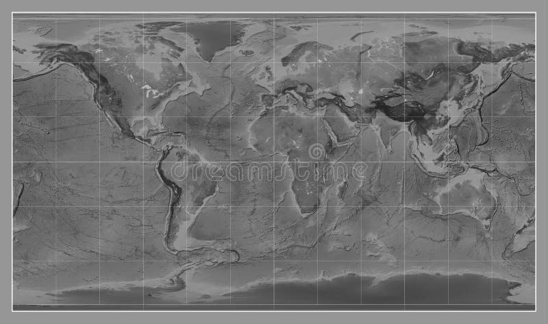 World Map. Grayscale. Patterson Cylindrical Projection. Meridian Stock ...