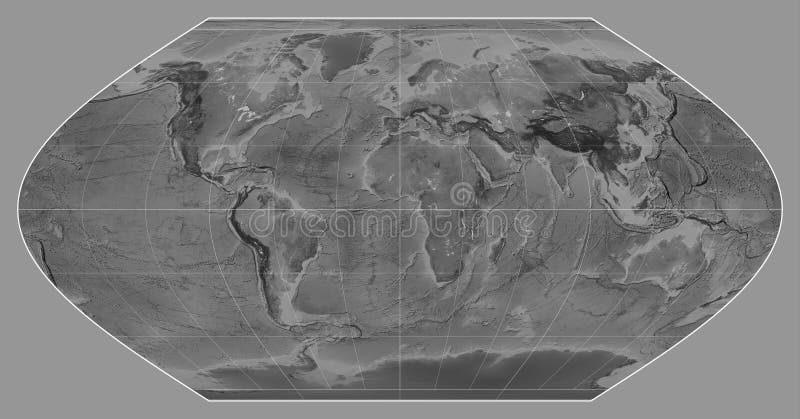 World Map. Grayscale. Winkel I Projection. Meridian: 0 Stock ...