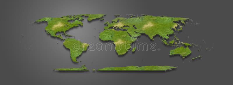 World Map is Green on a Blue 3d Background Stock Illustration ...
