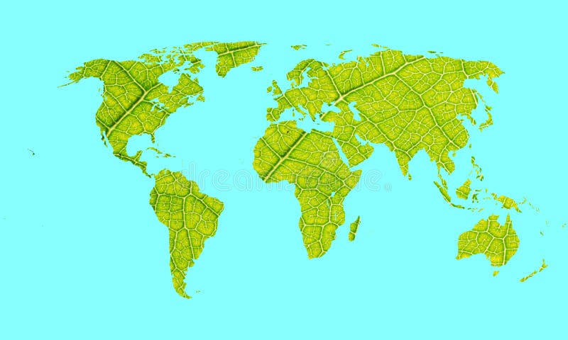 World Map in Green Color with Blue Ocean Background. Stock Vector ...