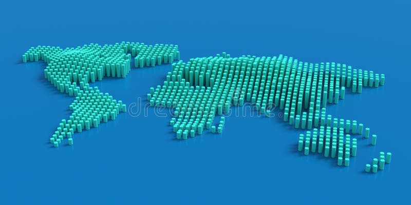 World Map with Green Columns. 3d Illustration Stock Illustration ...