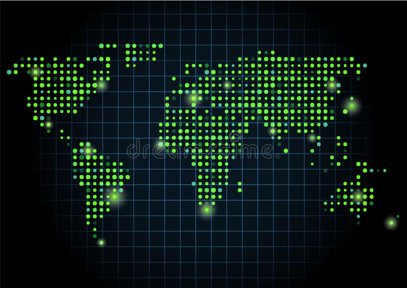 World map green dot stock vector. Illustration of grid - 107556987