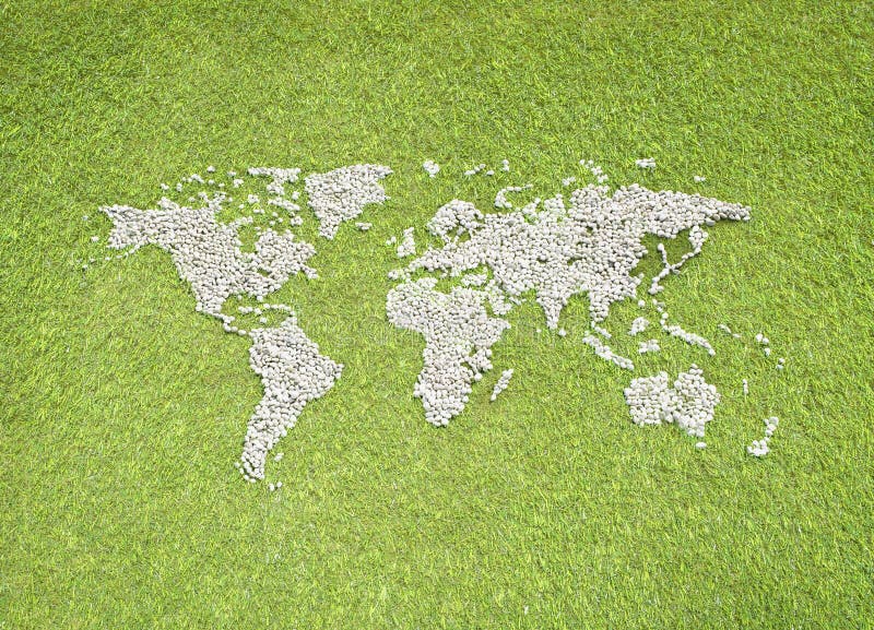 World Map on the Green Grass Field Stock Photo - Image of geography ...