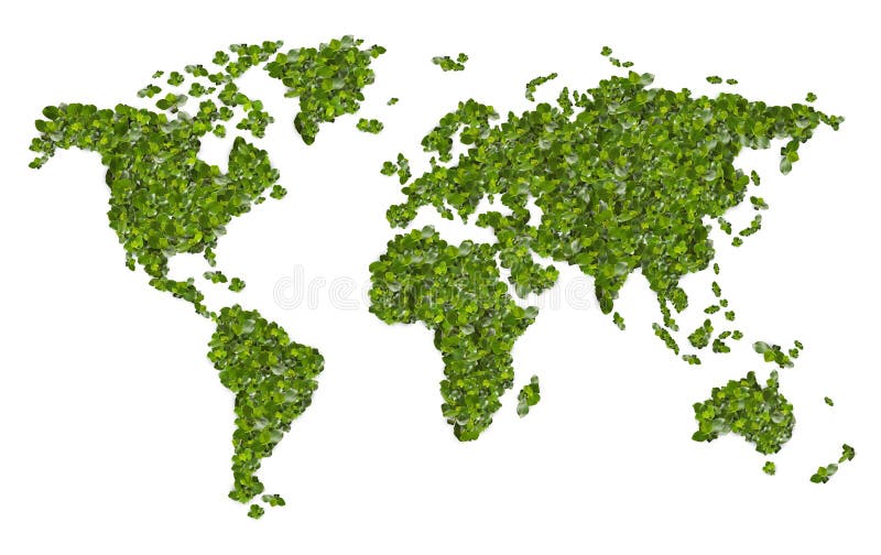 World Map From The Green Grass. Isolated Stock Illustration ...